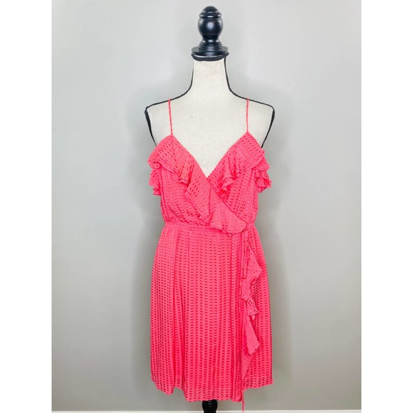 Milly | Dresses | Milly Pink Swiss Dot Sun Dress Womens 4 Silk Blend ...